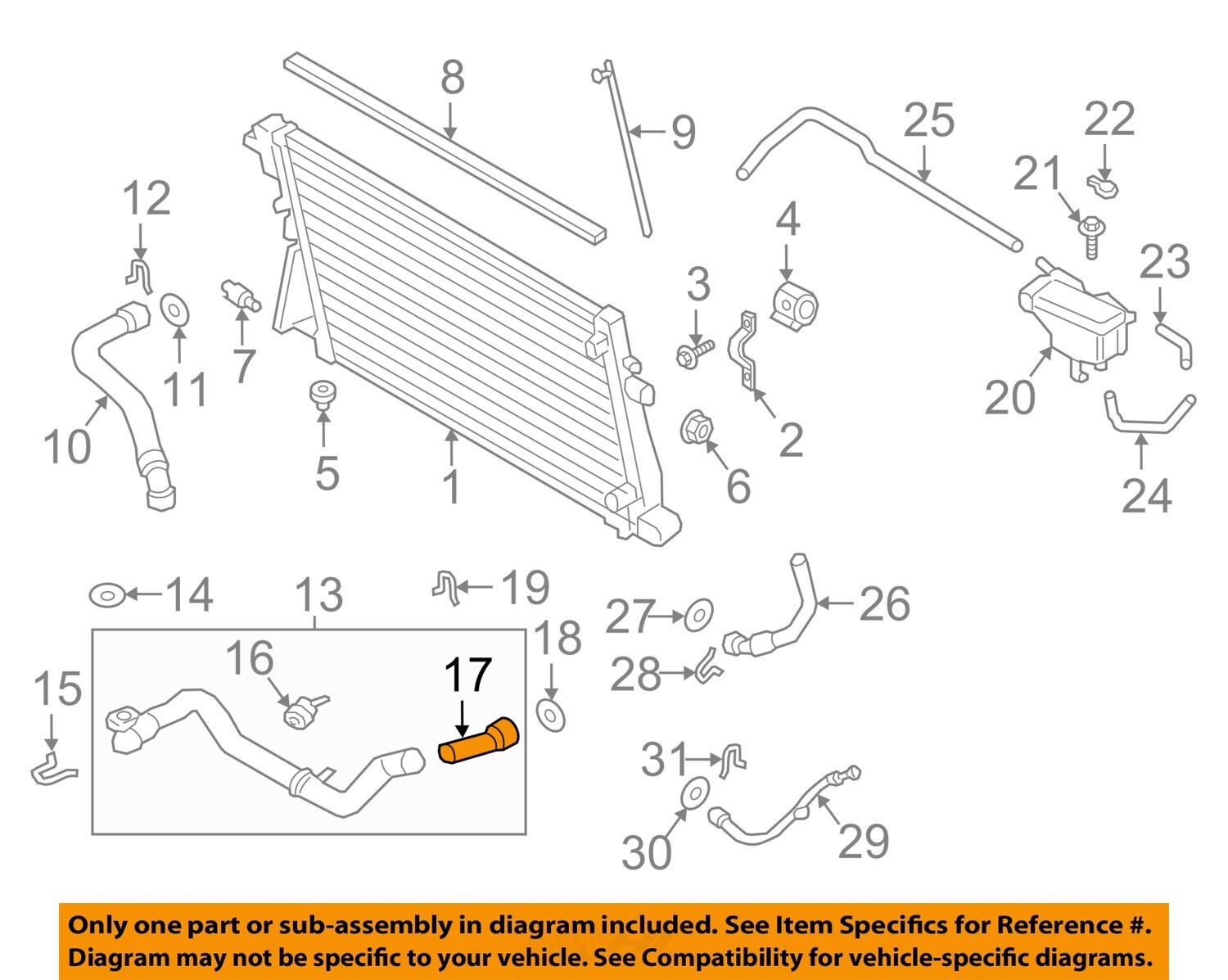 FORD OEM 17-22 F-250 Super Duty Radiator Components-Connector Hose ...