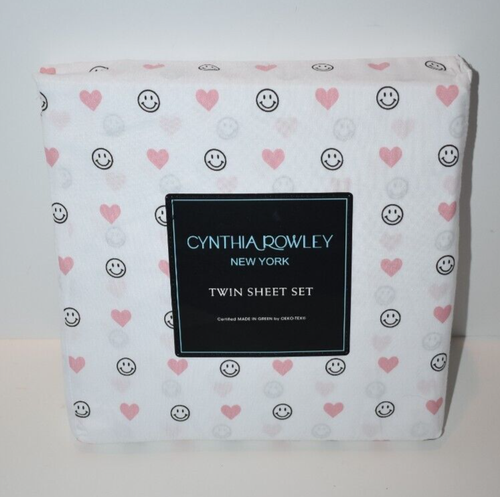 Cynthia Rowley Smiley Face and Hearts Pattern Twin Size Sheet Set | eBay