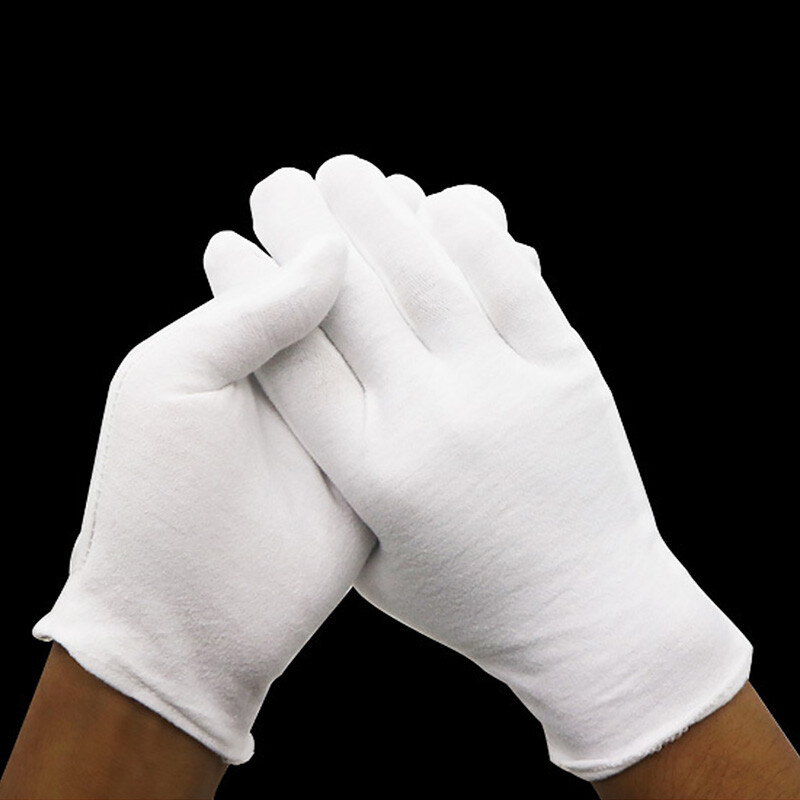 Unisex White Cotton Gloves High Stretchy Household Factory Soft Working ...