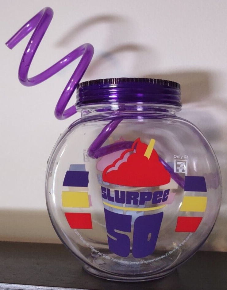 7 Eleven Celebrate 50 Years of Slurpee Fish Bowl Cup w/Straw HTF Purple ...