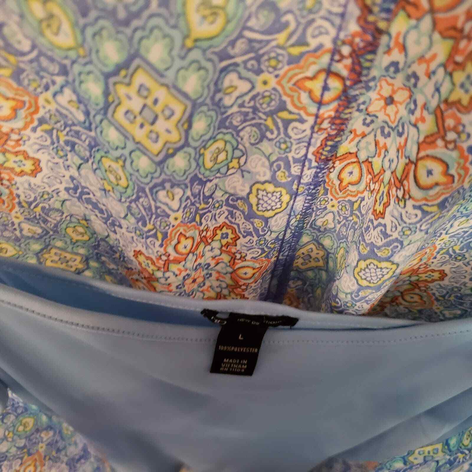 New Directions Blue Sleeveless Mandela Ruffle Dress L | eBay