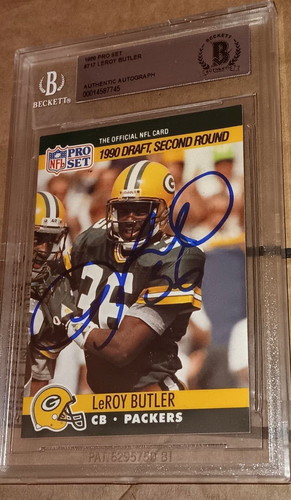 LEROY BUTLER GREEN BAY PACKERS SIGNED 1990 PRO SET ROOKIE CARD BAS ...