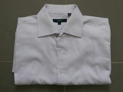 Ponti Mens Long Sleeve Button Front Shirt Purple and White Striped Size ...