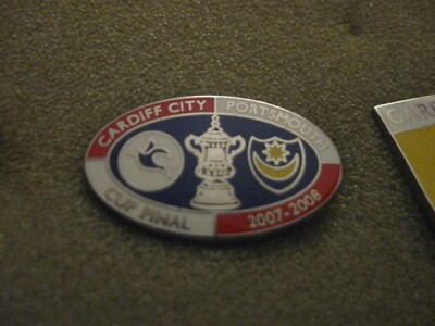 2008 CARDIFF CITY v PORTSMOUTH FOOTBALL CLUB FACF (703) ENAMEL BROOCH ...