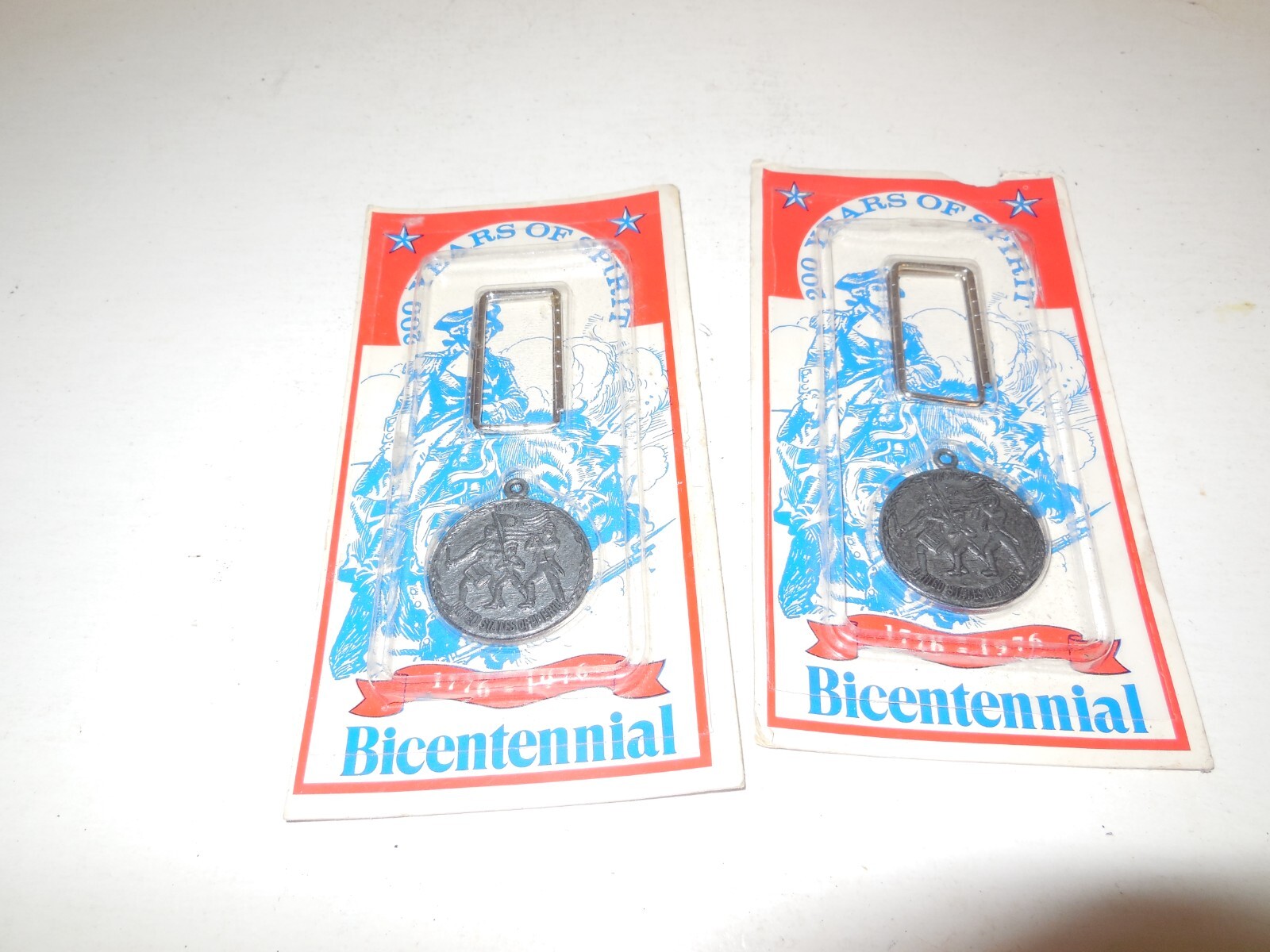 M2 Vtg Bicentennial KEY CHAIN RING 1776-1976, 200 years of spirit NEW ...