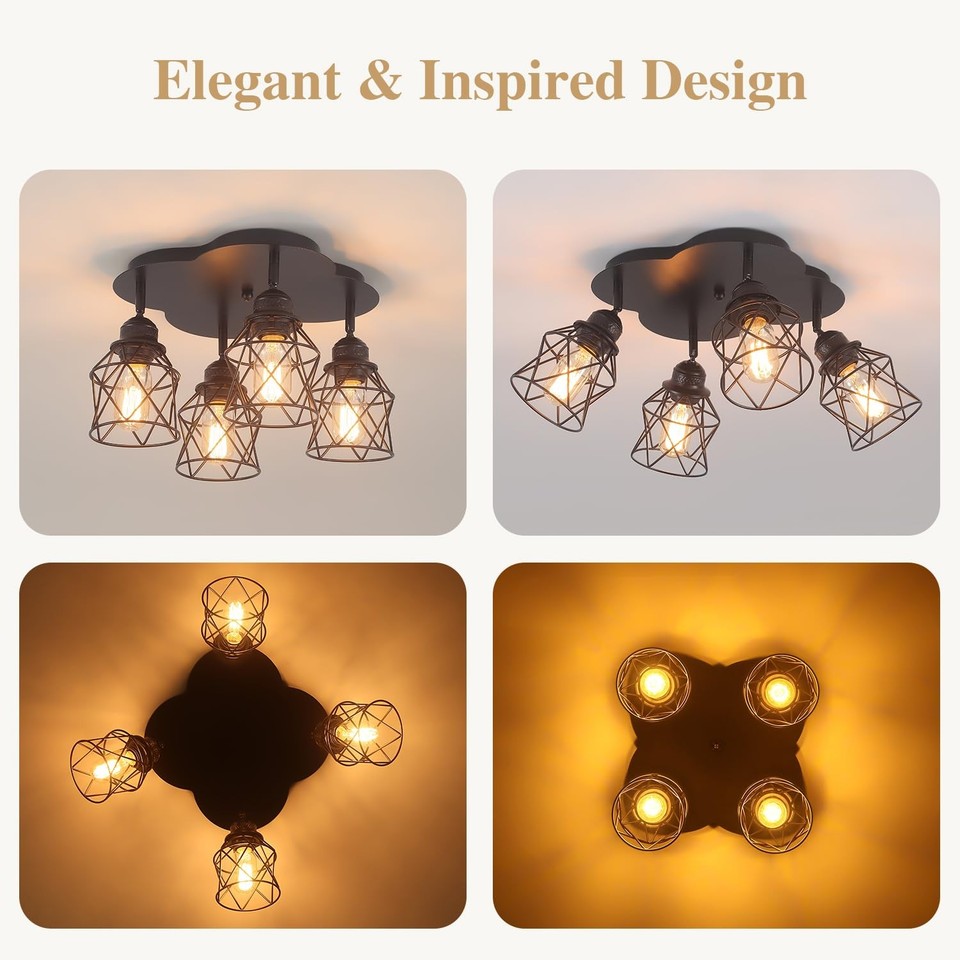 4-Lights Kitchen Light Fixtures Ceiling Mount, Adjustable Multi ...