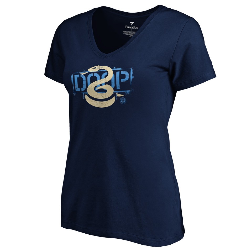 Women's Navy Philadelphia Union Hometown Collection Doop Snake V-Neck T ...