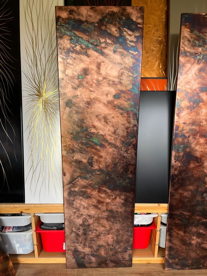 Vertical Distressed Copper Designer Radiator Made To Order 500/1800mm ...