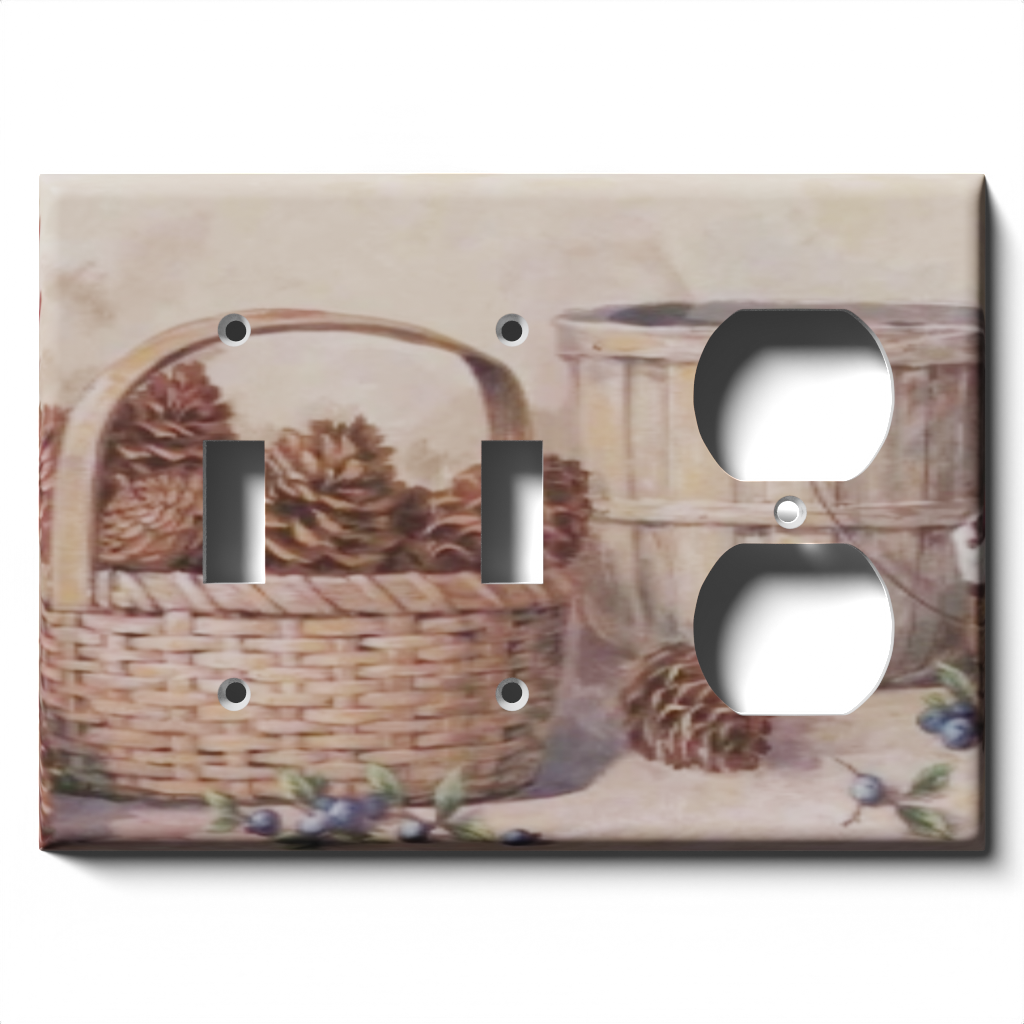 Pine Cone Baskets Decorative Light Switch Plate Cover Outlet Wall Plate ...