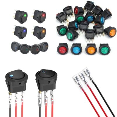 Kippschalter Wippschalter Switch Rund Snap-In 12V LED 3 Pin Ø 20mm ...