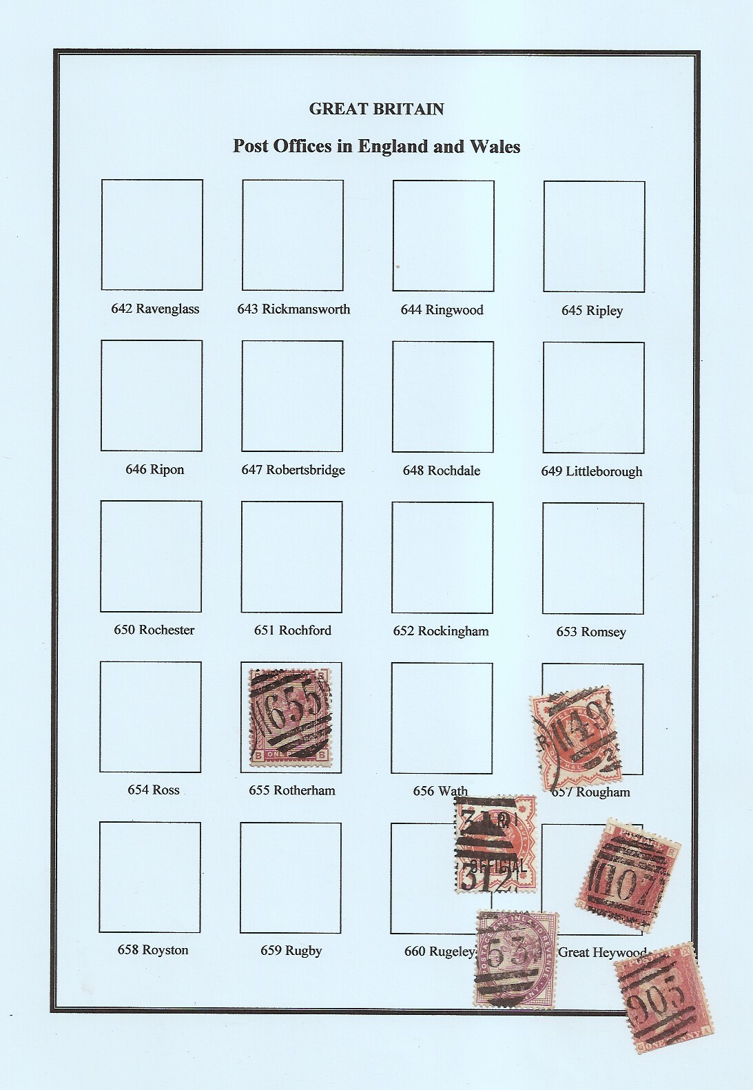 GB England & Wales NUMERAL POSTMARKS Album Pages to print in PDF format ...