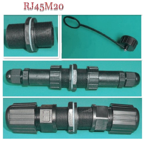 RJ45 M20 Waterproof IP67 Plug Socket Connector For ADSL LED Cat.5e (10 ...