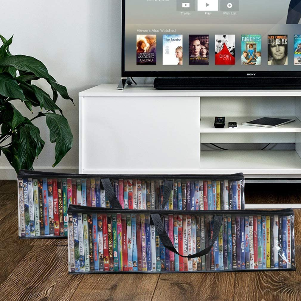 Evelots 4 Pack Dvd/Bluray/Video-Storage Bag-New-Clear-Handle-Hold 200 ...