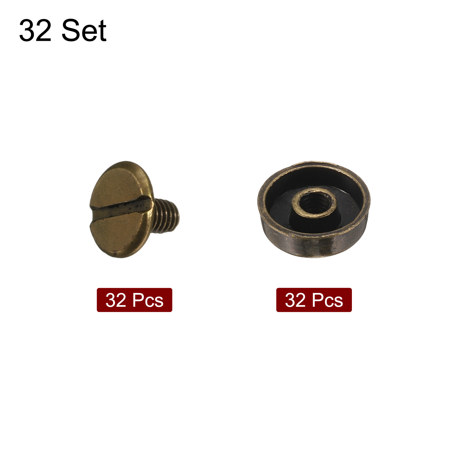 32set Flat Head Stud Spike 10mm Purse Feet Round Wheel Buckles Rivets ...