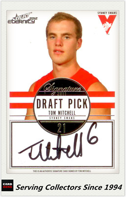 2012 Select AFL Eternity Draft Pick Signature Card DPS11 Tom Mitchell ...