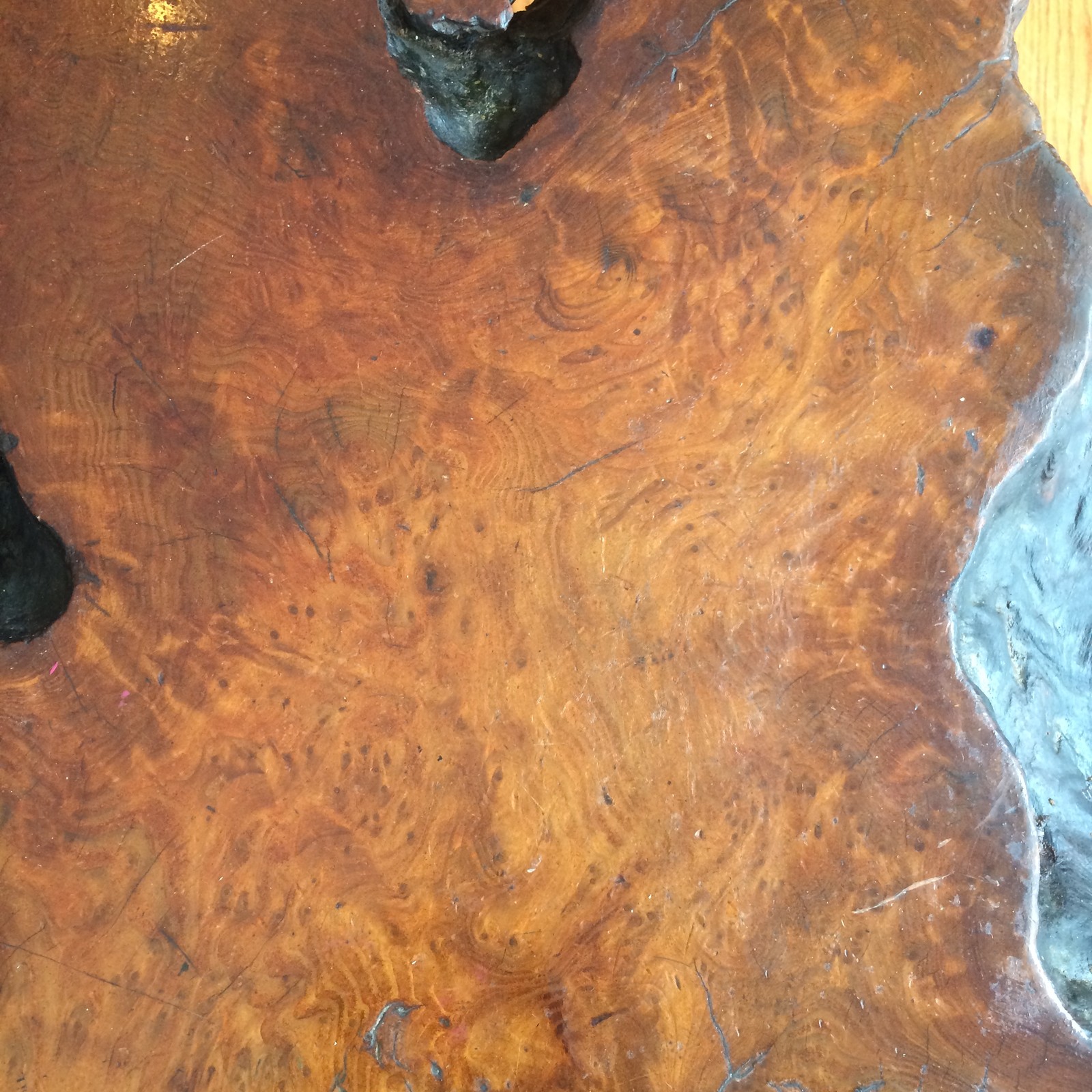 Great Orig. 1970's Old Growth Redwood Lace Burl Root Cocktail Table 63 ...