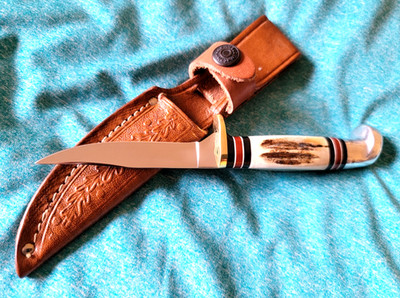 Western USA Stag/Antler 628 Fixed Blade Trout/Fish Knife w/case Unused ...