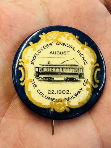 EARLY Employees Annual Picnic/Columbus Railway Co Celluloid Pinback ...