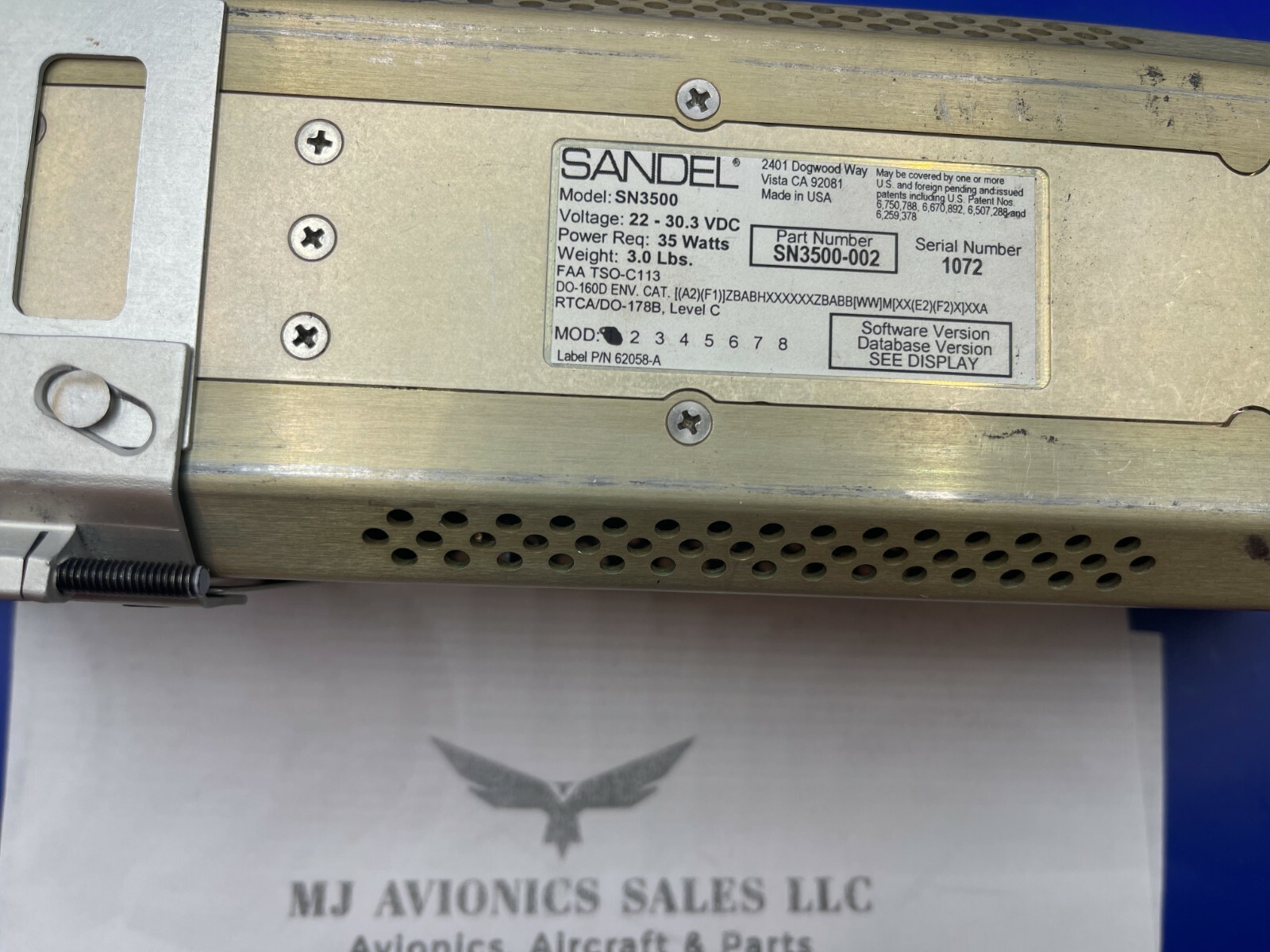 SANDEL SN3500 P/N 3500-002 Primary Navigation Display With LED-Backlit ...