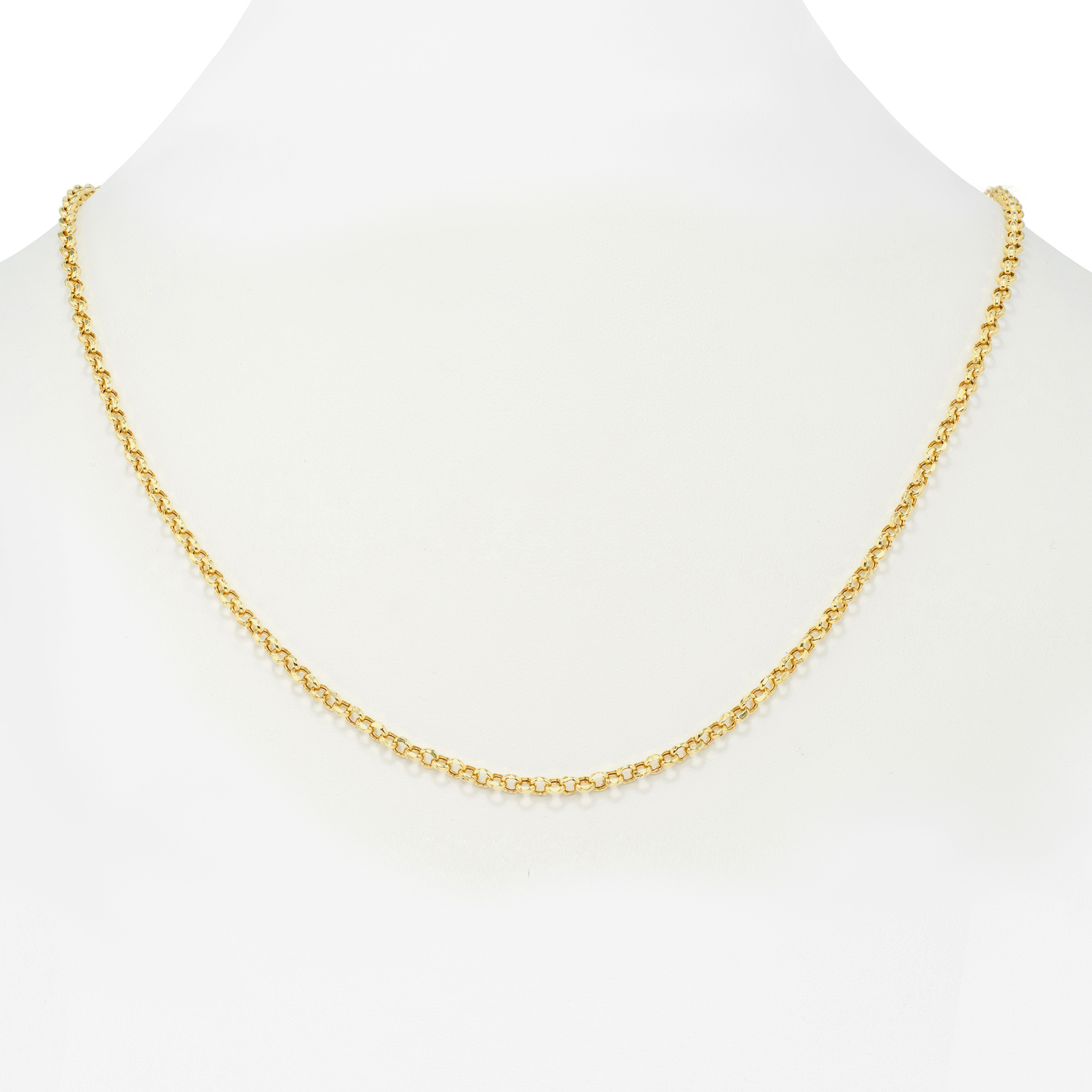 10K Yellow Gold 3mm Rolo Round Circle Cable Link Chain Pendant Necklace ...