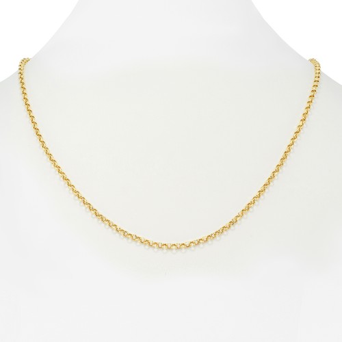 10K Yellow Gold 3mm Rolo Round Circle Cable Link Chain Pendant Necklace ...