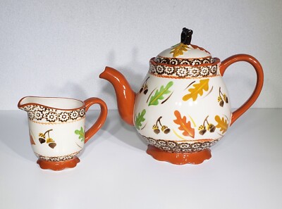 Temp-tations Harvest Fall Leaves Acorns Thanksgiving 1.5 Qt Teapot 10 ...