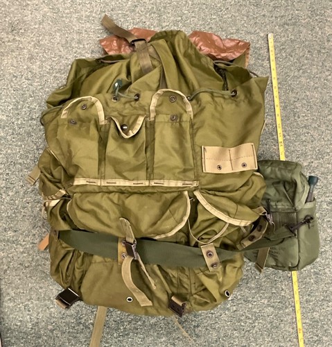 MILITARY SURPLUS LARGE RUCKING SACK BACKPACK & FRAME BELT STRAPS FIELD ...