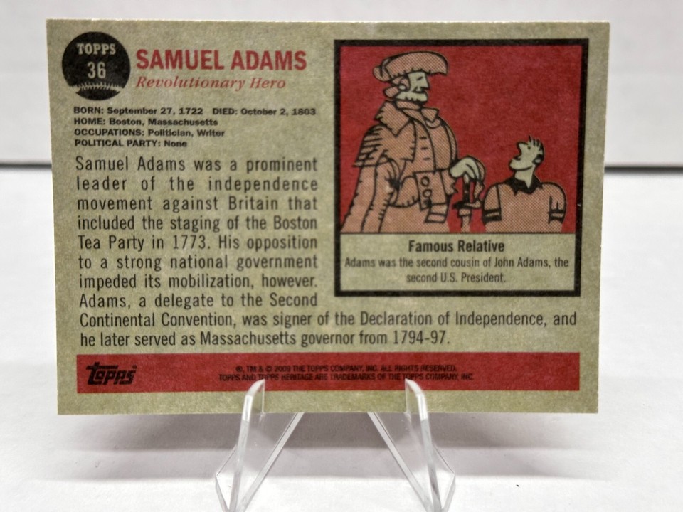 2009 Topps American Heritage #36 Samuel Adams Revolutionary Hero | eBay