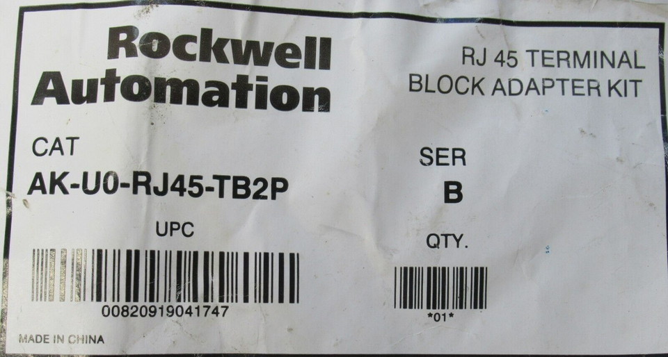 (NEW) ROCKWELL AUTOMATION AK-U0-RJ45-TB2P , AKU0RJ45TB2P Series B ...