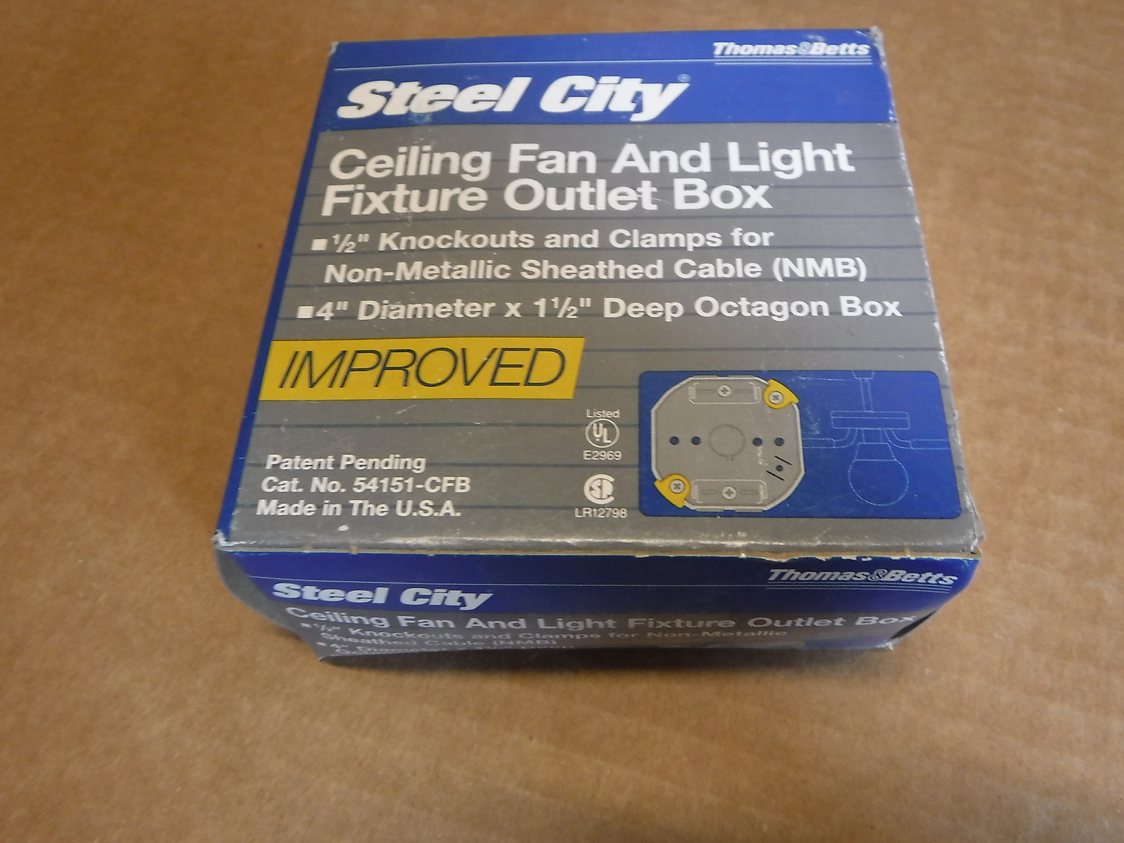 Steel City Ceiling Fan Light Fixture Outlet Box 54151-CFB 1/2" KO 4 ...