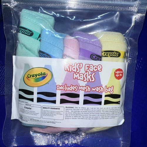 Crayola Kids' Reusable Cloth Face Mask Set Pastel 5 Pack With Mesh Bag ...