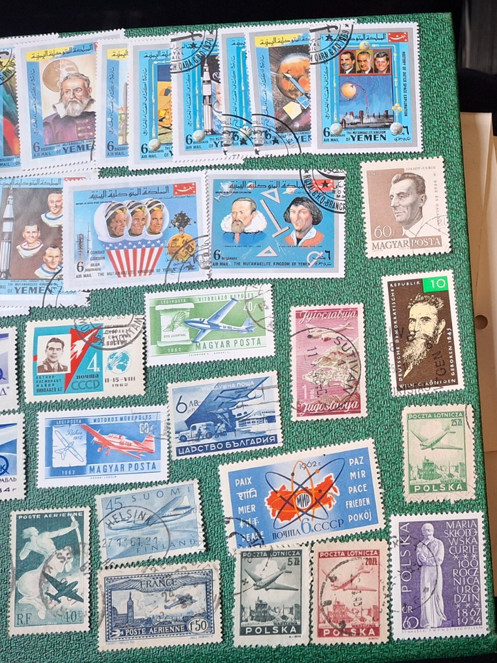 50 used stamps from around the world: airmail airplane space nice ...