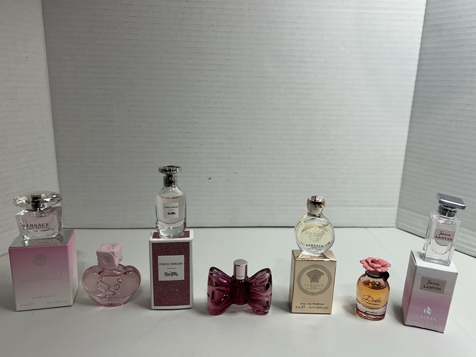 Collection Of Modern Miniature Perfumes Bottles Coach,Versace,Lanvin ...