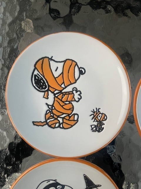 Peanuts Snoopy Woodstock Halloween Appetizer Plates Set of 4 Hand ...