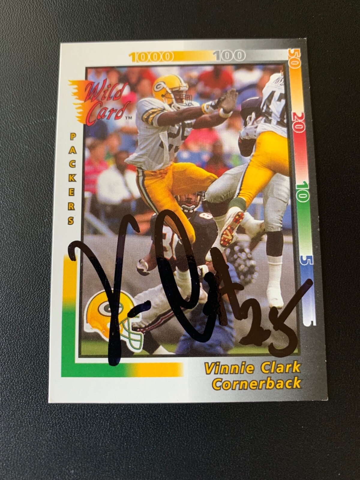 Vinnie Clark Signed 1992 Wild Card #51 Card Green Bay Packers Autograph ...