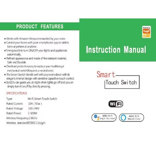 WiFi Switch Touch RF Light Wall Panel 1/2/3/4 Gang For Alexa Google ...