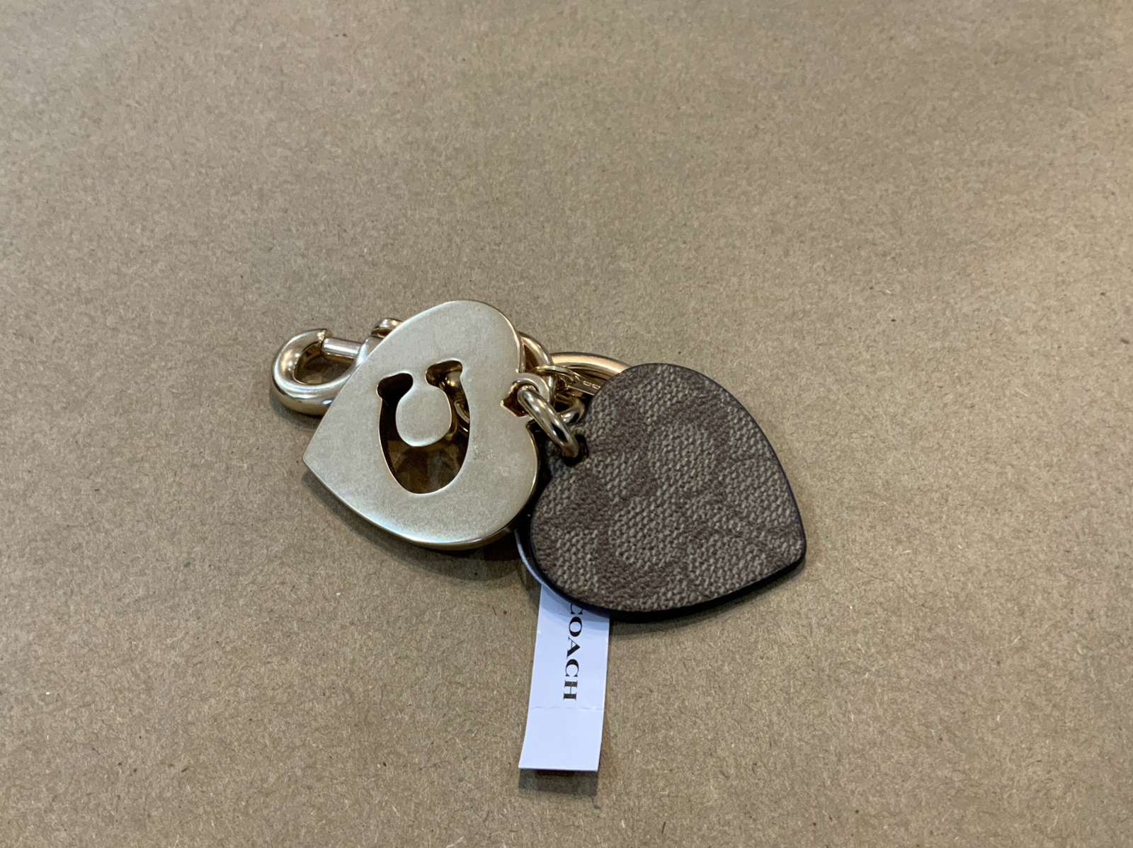 Coach Signature Hearts Key Ring Keychain - Gold (91478) for sale online ...