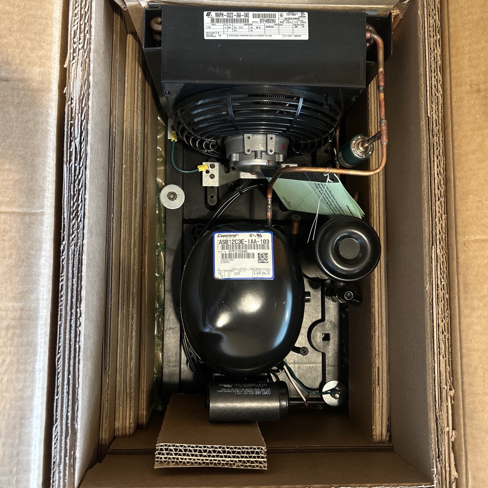 COPELAND 1/6 HP ASB12C3E-IAA-103 M4PH0022-IAA-040 115V 60HZ 1PH R-404A ...