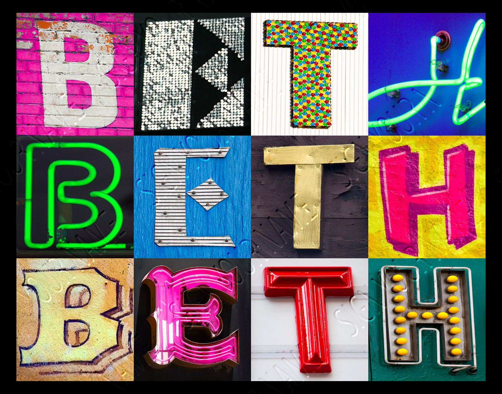 BETH Name Poster featuring photos of actual sign letters | eBay