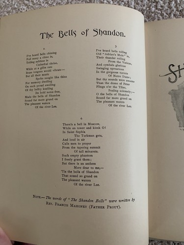 1892 Rare Poem, Shandon Bells, Fr. Prout, Illustrated by Joseph Lauber ...