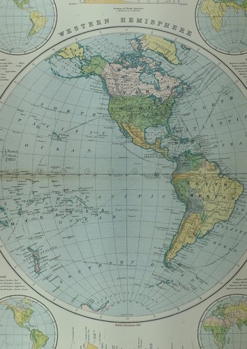 1891 ANTIQUE MAP WESTERN HEMISPHERE NORTH AMERICA SNOWFALL RAINFALL ...