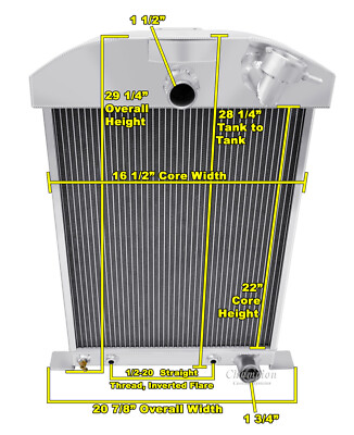 DR Champion 3 Row Radiator Chevy Config for 1933 1934 Ford Cars V8 ...
