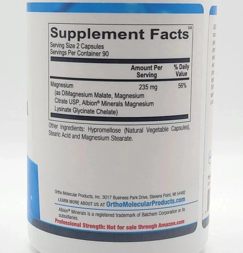 Ortho Molecular Reacted Magnesium 180 Caps, Exp 2027 Brand New, FREE ...