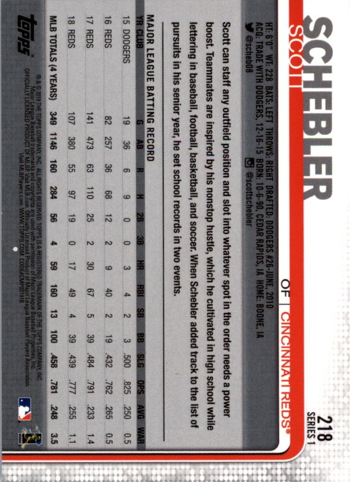 2019 Topps Factory Set All Star Game #218 Scott Schebler - NM-MT | eBay