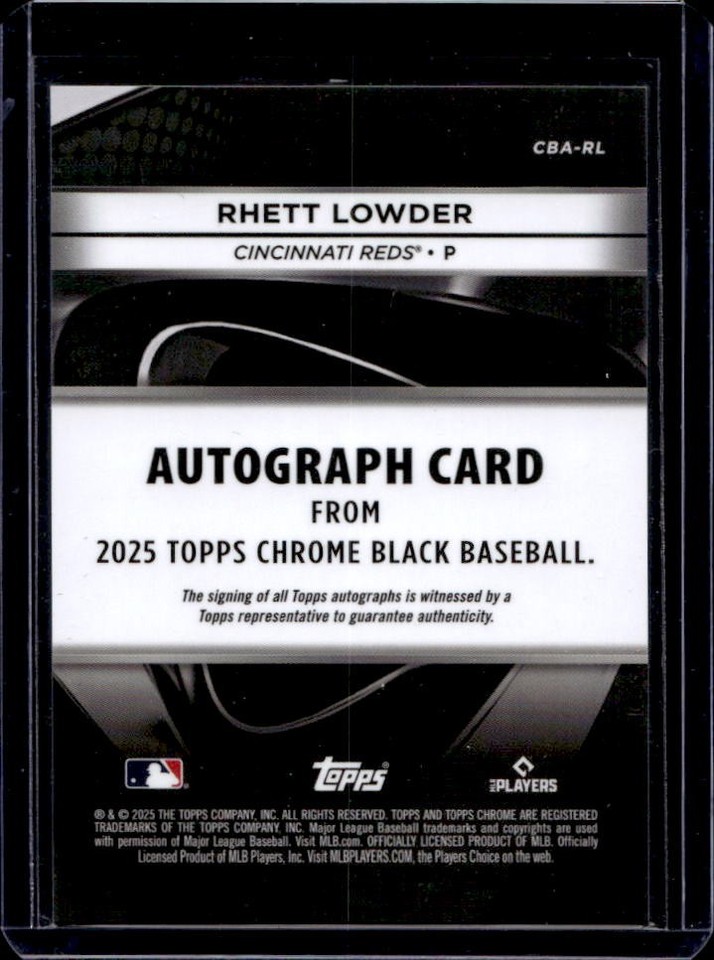2025 Topps Chrome Black Rhett Lowder Auto RC Blue Refractor Rookie #66/ ...