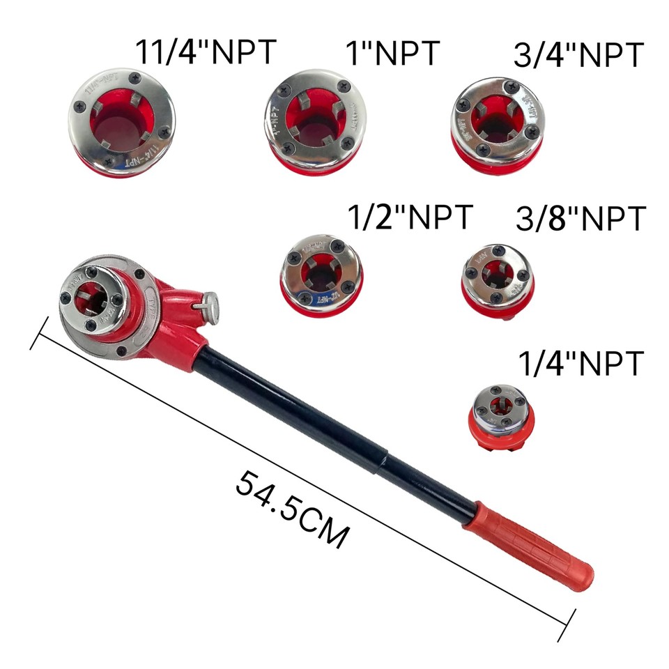 (R) Ratchet Pipe Threader Kit Ratcheting Pipe Threading Tool Set w/ 6 ...
