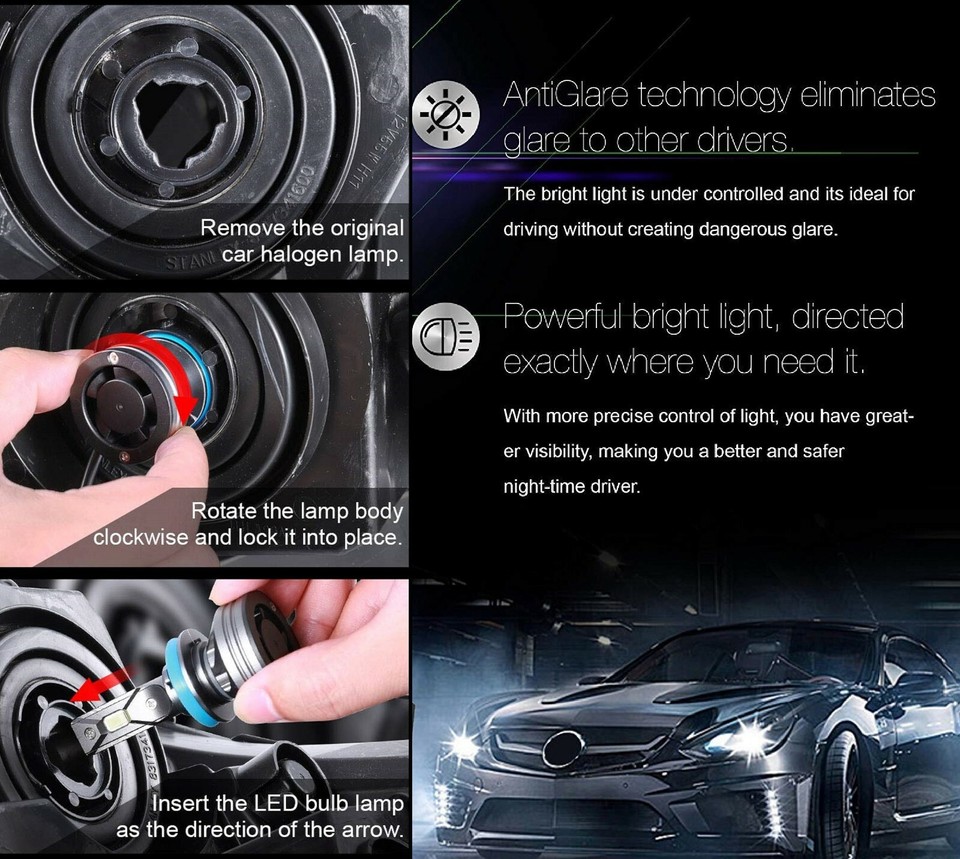 LED Kit G8 100W 9005XS HB3A 5000K White Two Bulbs Head Light High Beam ...