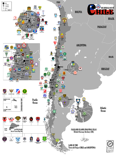CHILE Football Clubs Map. Poster. Cartography. (50 x 70 cm) | eBay