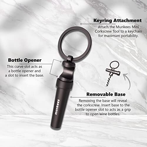 Mini Keychain Corkscrew Tool, Small Key Ring Wine Opener, Emergency ...
