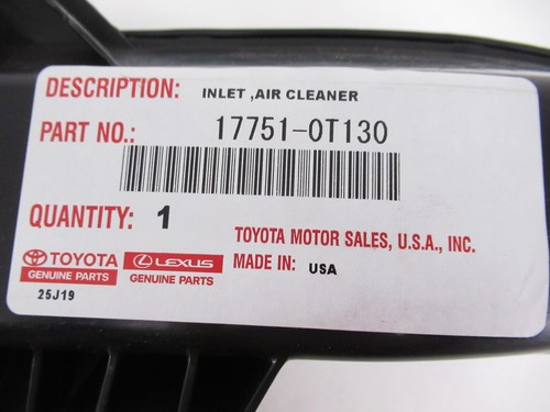 Genuine OEM Toyota 17751-0T130 Air Cleaner Inlet Tube 2014-2016 Corolla ...